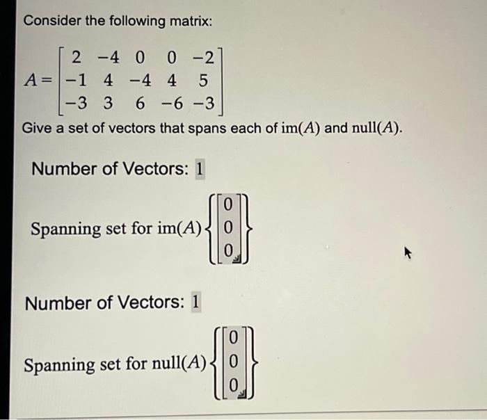 Solved Consider the following matrix: | Chegg.com