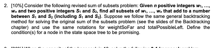 Solved 10% ﻿Consider the following revised sum of ﻿subsets | Chegg.com