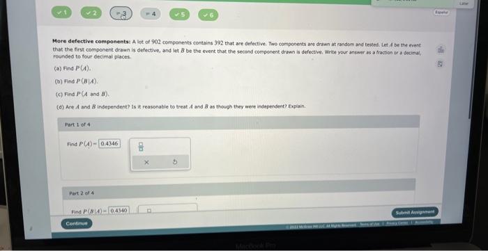 Solved More defective components: A lot of 902 compenents | Chegg.com