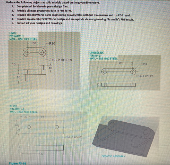 Solved Redraw the following objects as solid models based on | Chegg.com