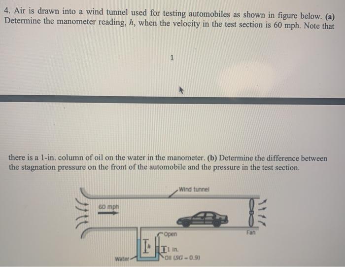 Solved 4. Air is drawn into a wind tunnel used for testing | Chegg.com