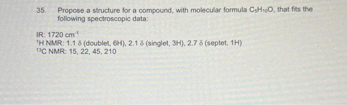 Solved 35. Propose a structure for a compound, with | Chegg.com