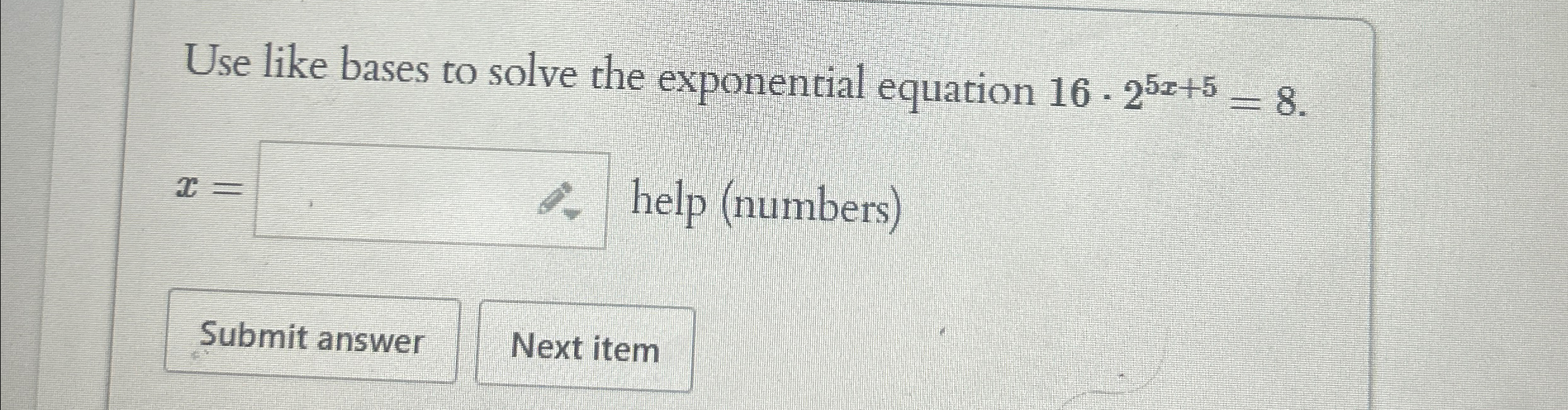 Solved Use like bases to solve the exponential equation | Chegg.com