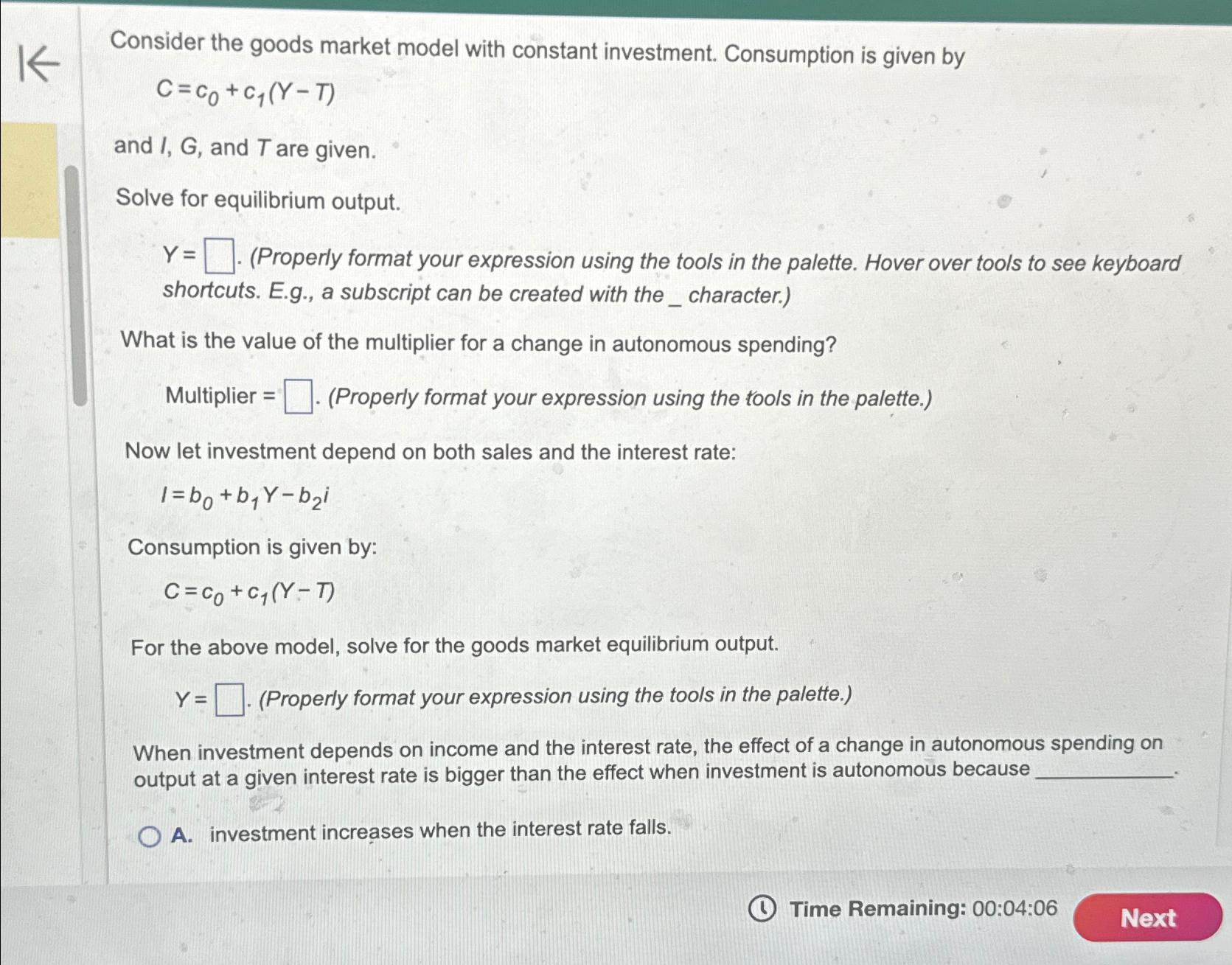 Solved Consider the goods market model with constant | Chegg.com
