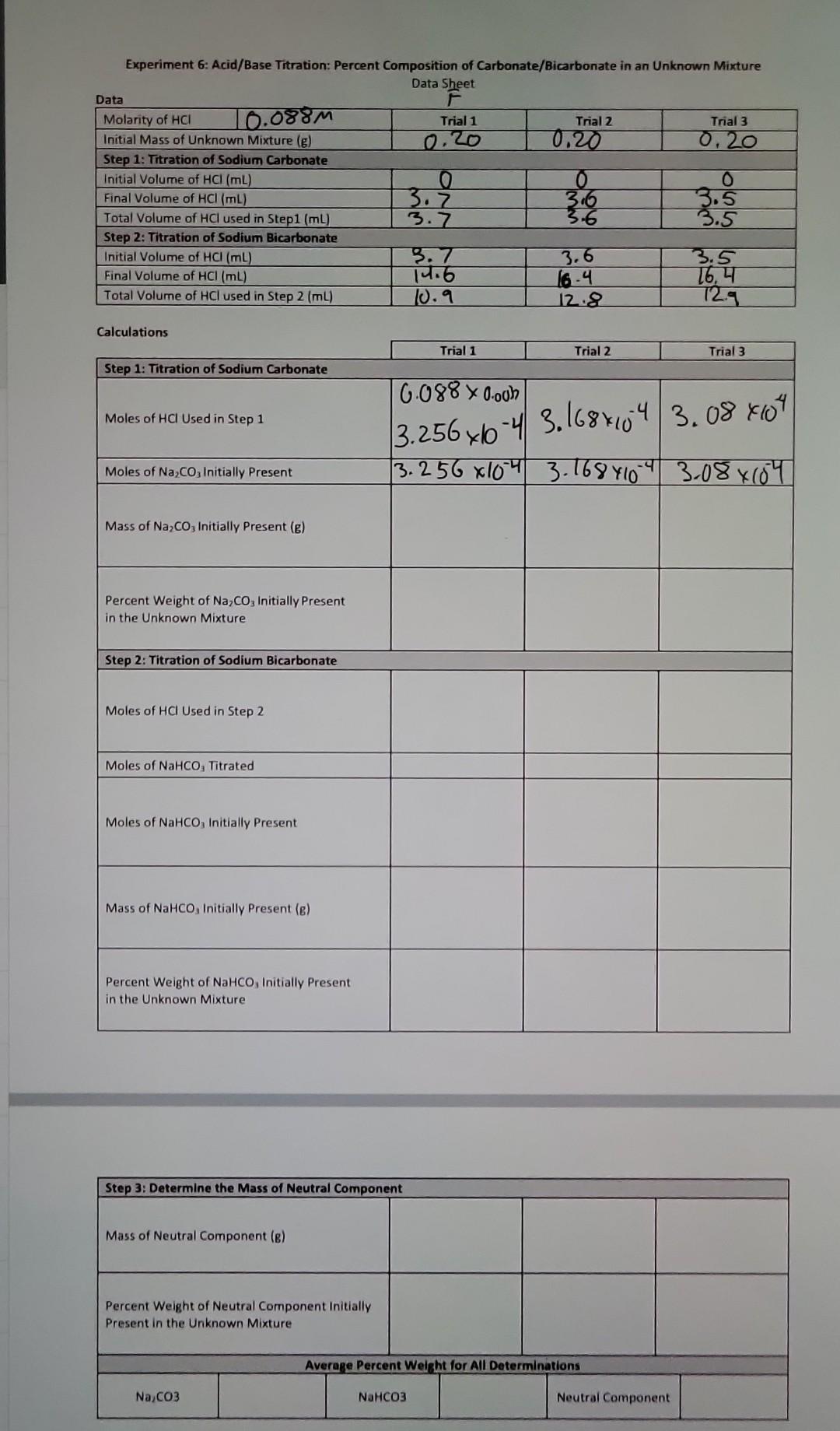 Solved Experiment 6: Acid/Base Titration: Percent | Chegg.com