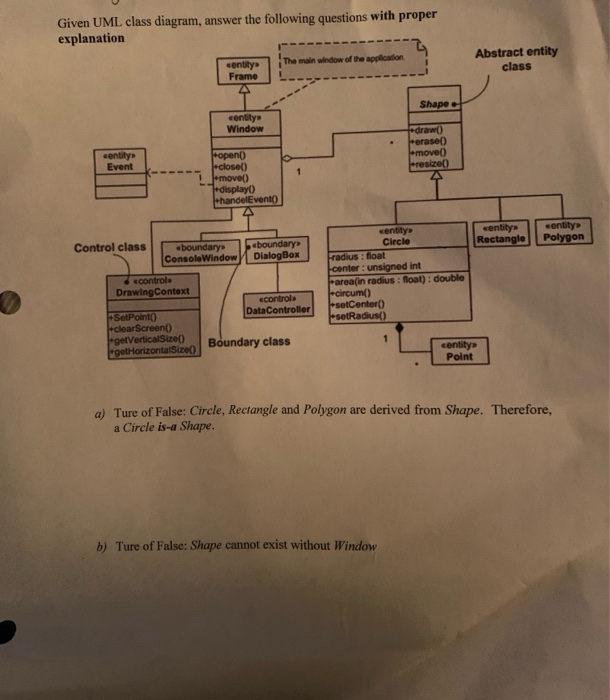 Solved Given UML class diagram, answer the following | Chegg.com