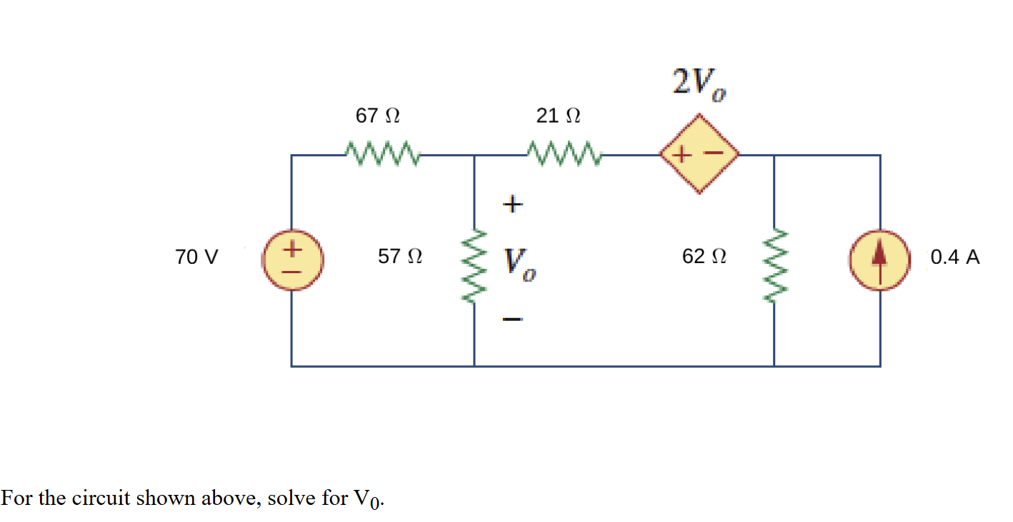 Solved For the circuit shown above, solve for V_(0). | Chegg.com