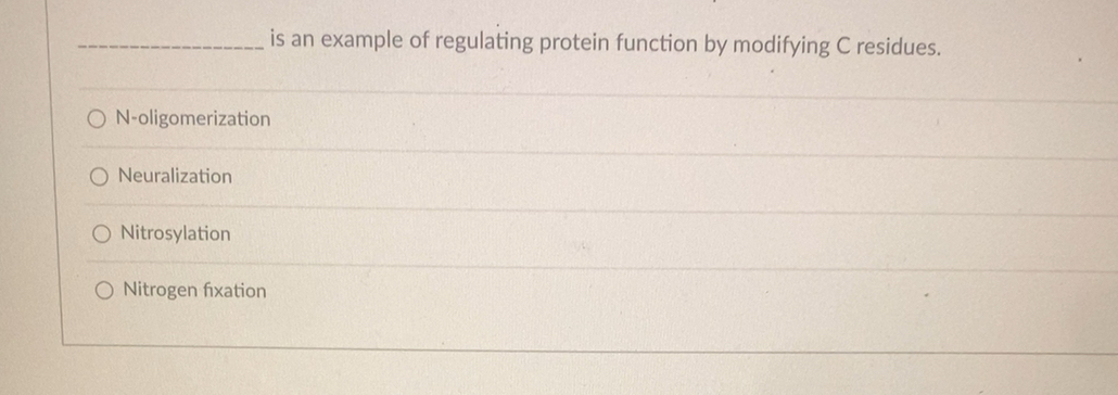 Solved is an example of regulating protein function by | Chegg.com