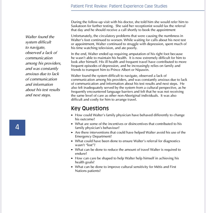 Solved Patient First Review: Patient Experience Case Studies | Chegg.com