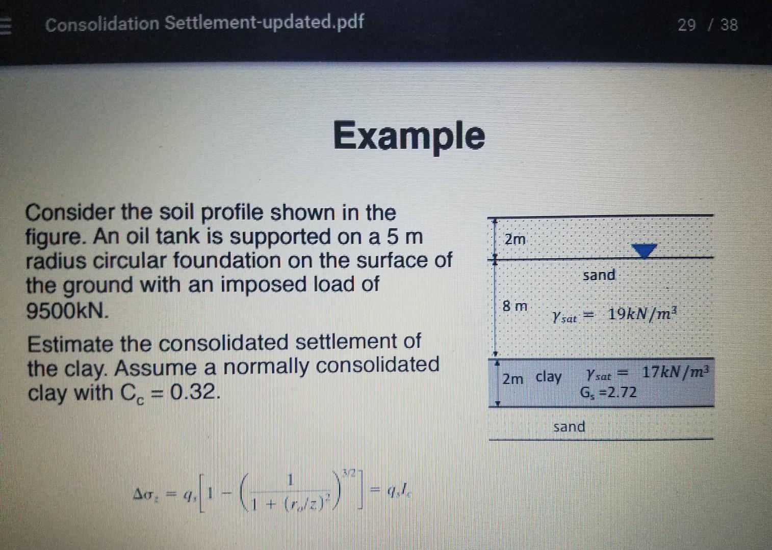 Solved Consolidation Settlement updated.pdf 29 / 38 Example | Chegg.com