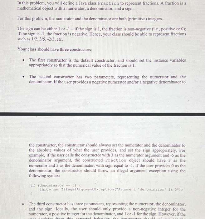 Solved In this problem, you will define a Java class | Chegg.com