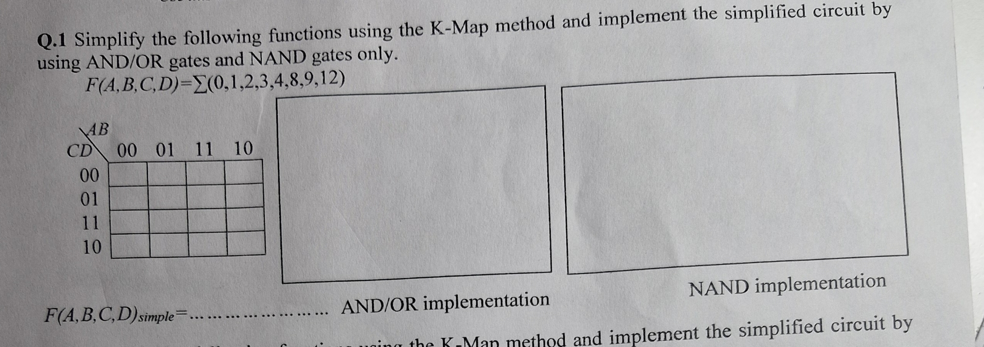 Solved Q. 1 ﻿Simplify the following functions using the | Chegg.com