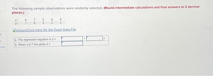 Solved The following sample observations were randomly | Chegg.com