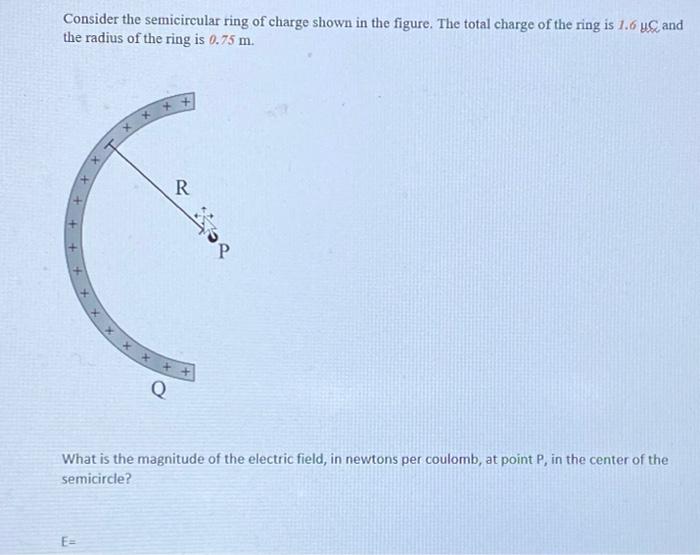 Solved Consider the semicircular ring of charge shown in the | Chegg.com