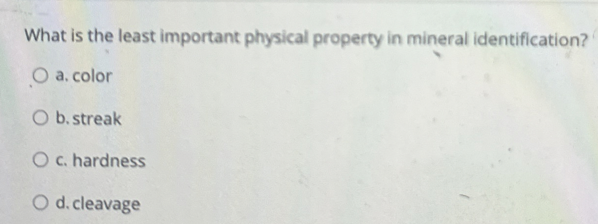 Solved What is the least important physical property in | Chegg.com