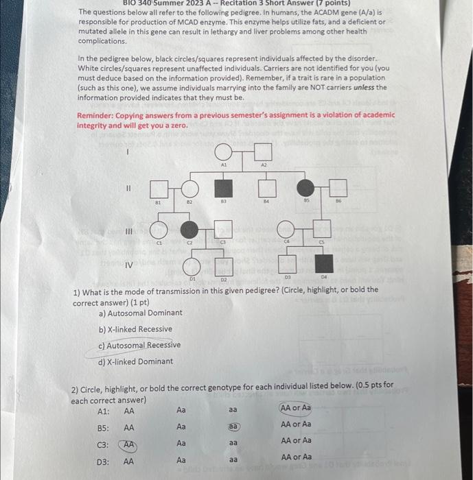 Solved The questions below all refer to the following | Chegg.com