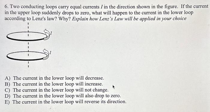Solved 6. Two conducting loops carry equal currents I in the | Chegg.com