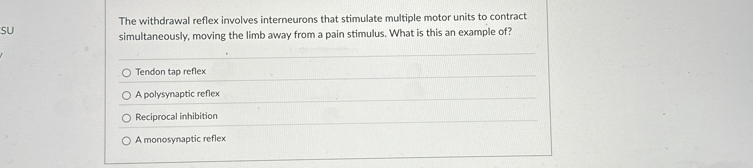 Solved The withdrawal reflex involves interneurons that | Chegg.com