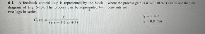 Solved 6-1. A feedback control loop is represented by the | Chegg.com