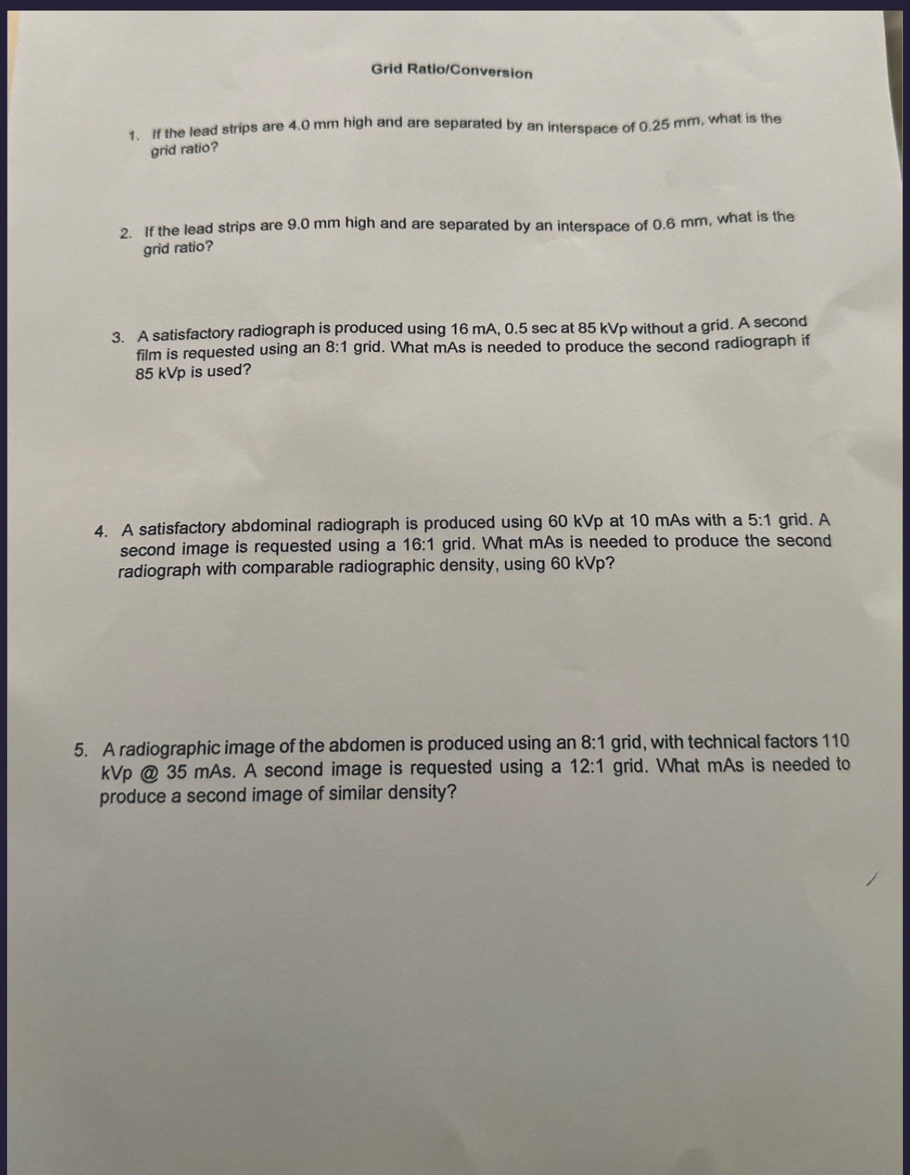 Solved Grid Ratio/ConversionIf the lead strips are 4.0mm | Chegg.com