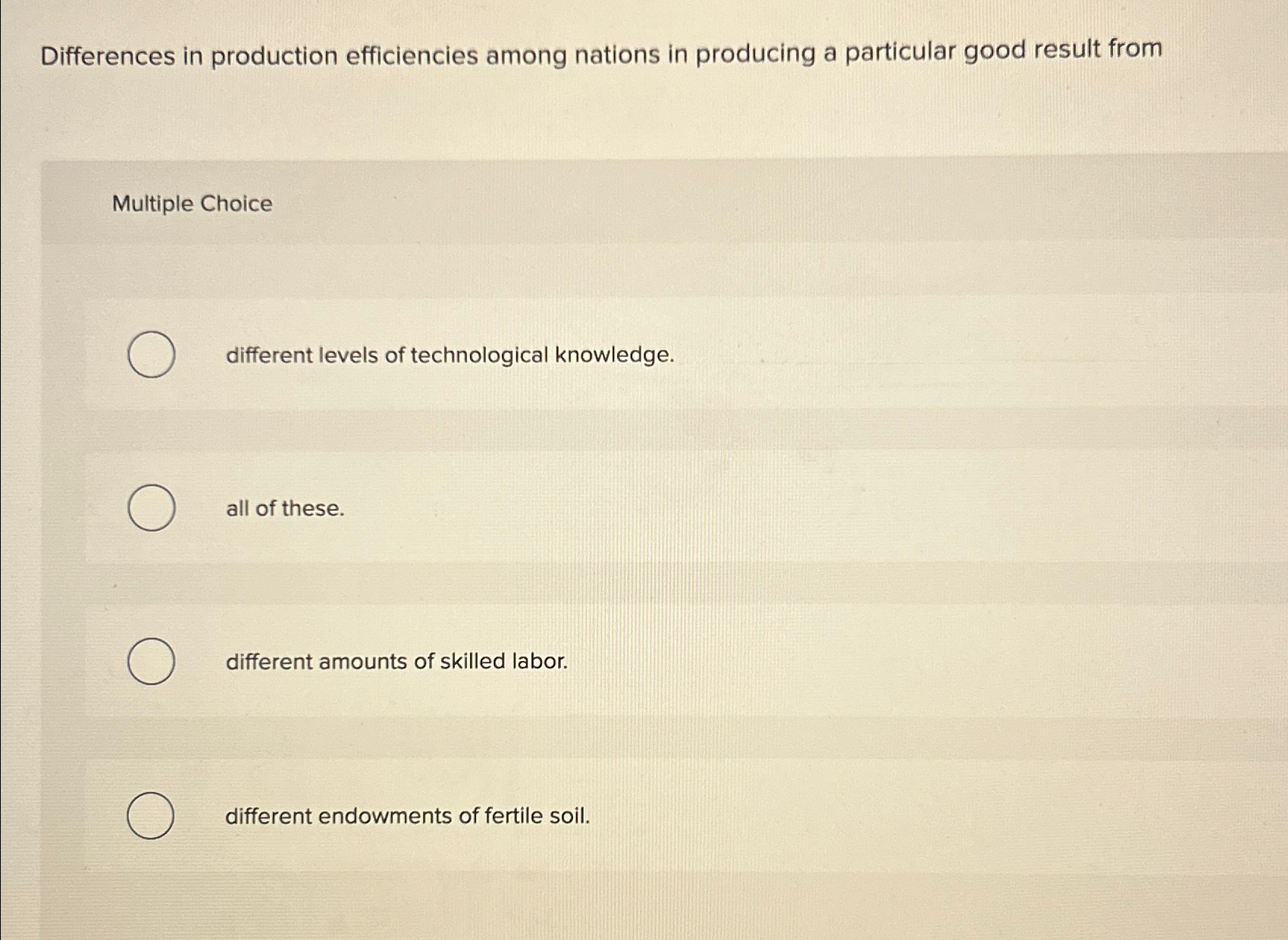 Solved Differences in production efficiencies among nations | Chegg.com