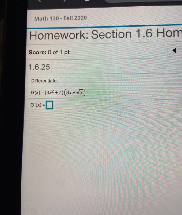 Solved Math 130 - Fall 2020 Homework: Section 1.6 Hom Score: | Chegg.com
