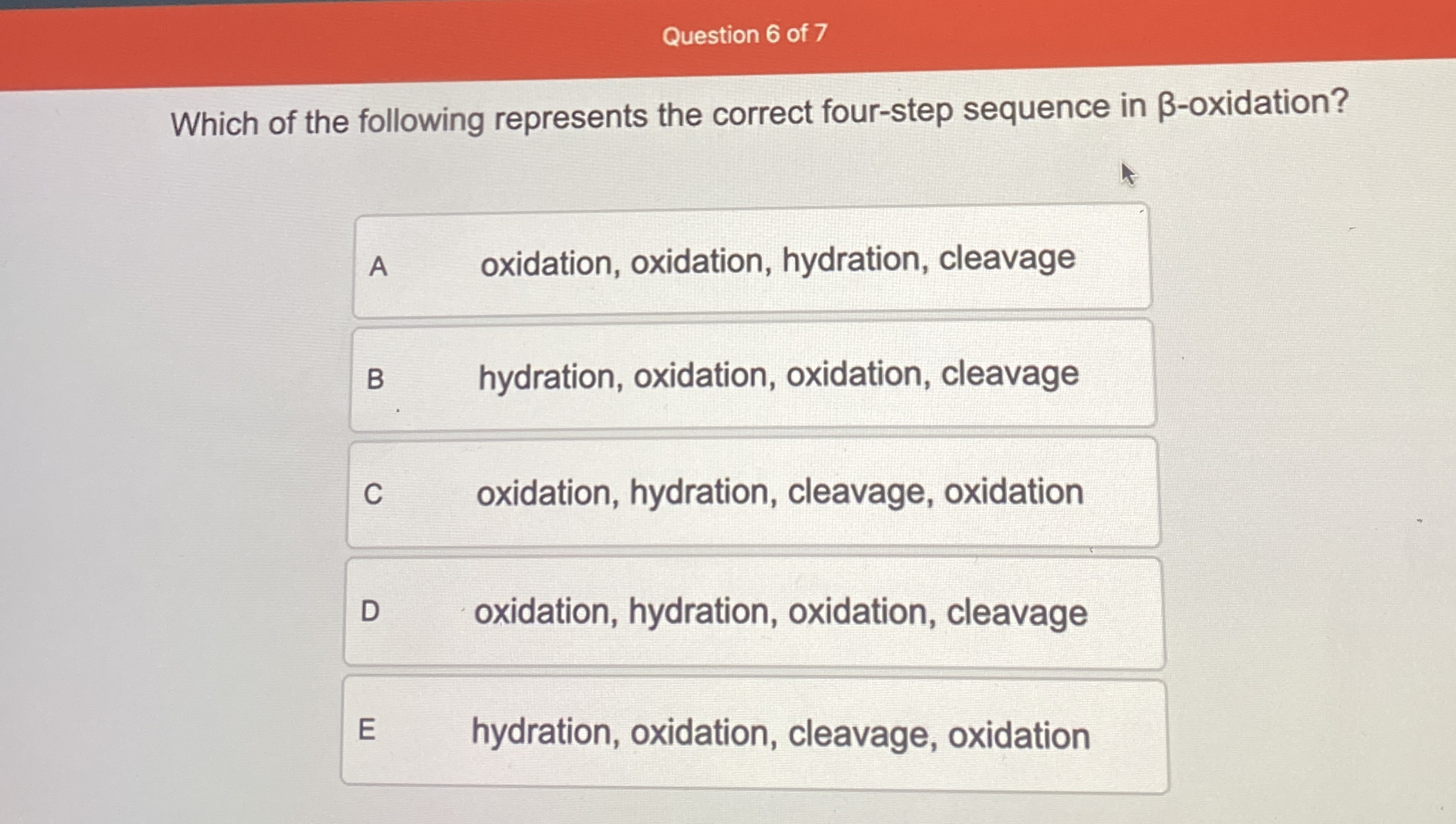 Solved Question 6 ﻿of 7Which of the following represents the | Chegg.com