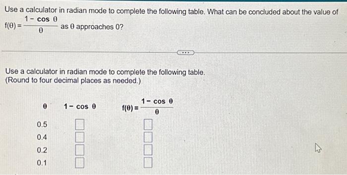 Solved Use a calculator in radian mode to complete the | Chegg.com