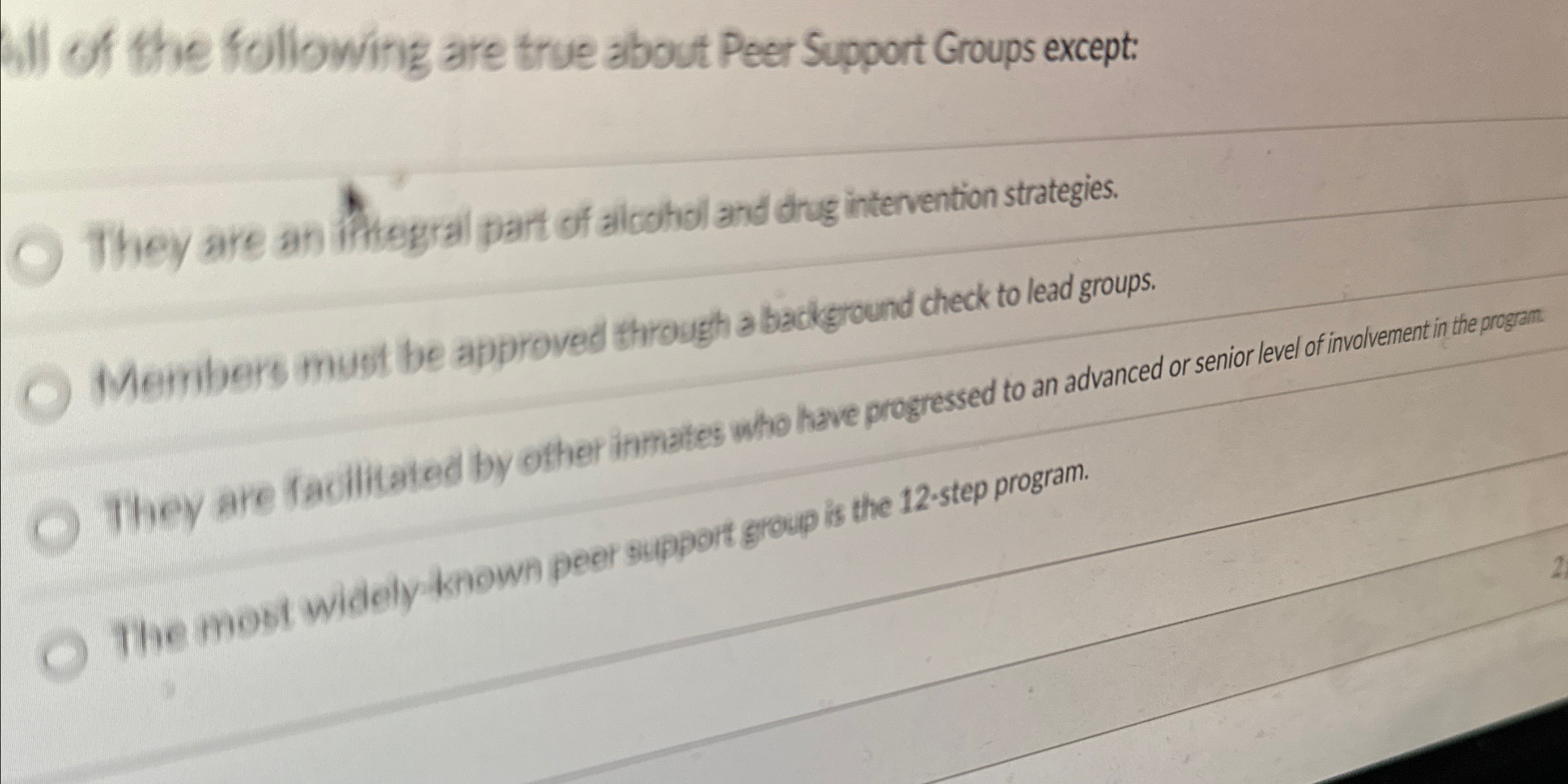 Solved Wil of the following are true about Peer Support | Chegg.com