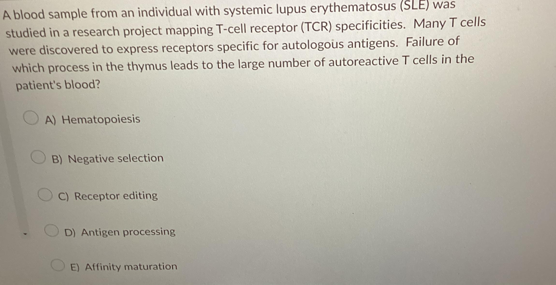 Solved A blood sample from an individual with systemic lupus | Chegg.com