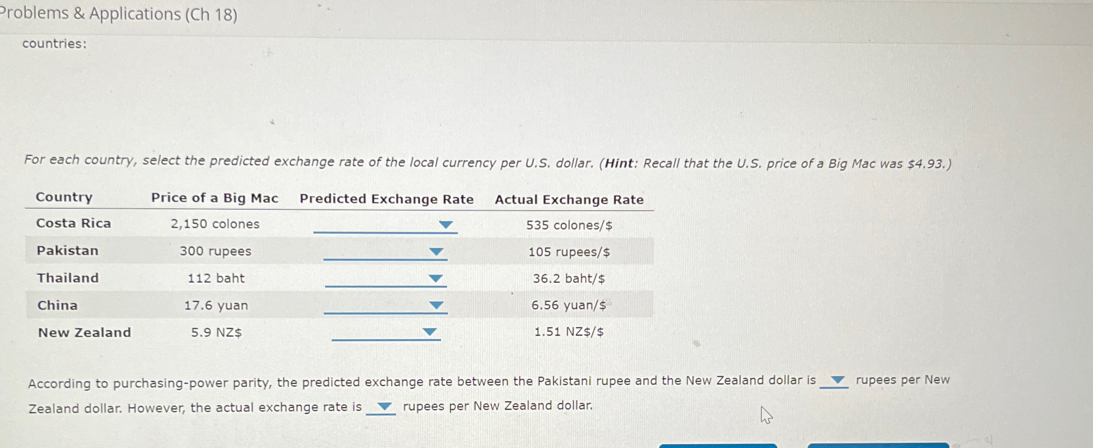 Solved Problems & Applications (Ch 18)countries:For each | Chegg.com