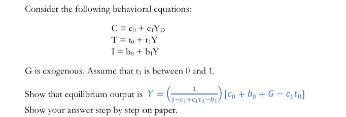 Solved Consider the following behavioral equations: | Chegg.com