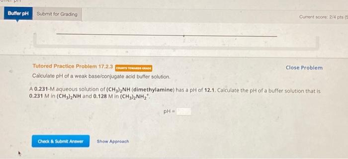 Solved Tutored Practice Problem 17.2.3 Calculate pH of a | Chegg.com