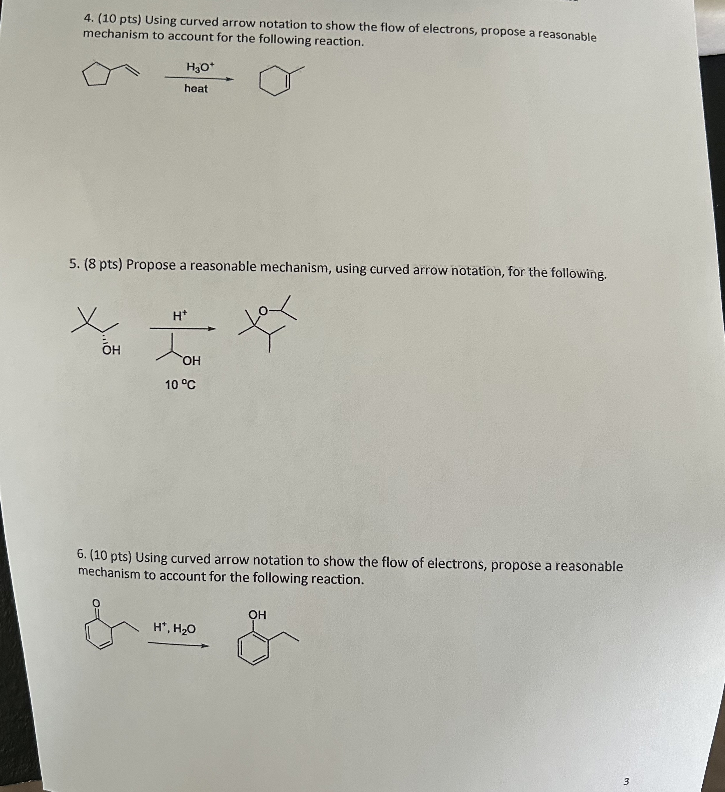 Solved (10 ﻿pts) ﻿Using curved arrow notation to show the | Chegg.com
