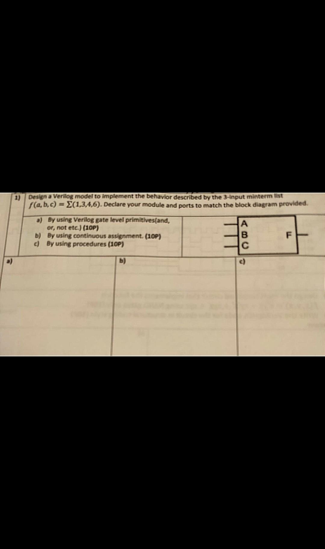 Solved 0) Design a Verilog model to implement the behavior | Chegg.com