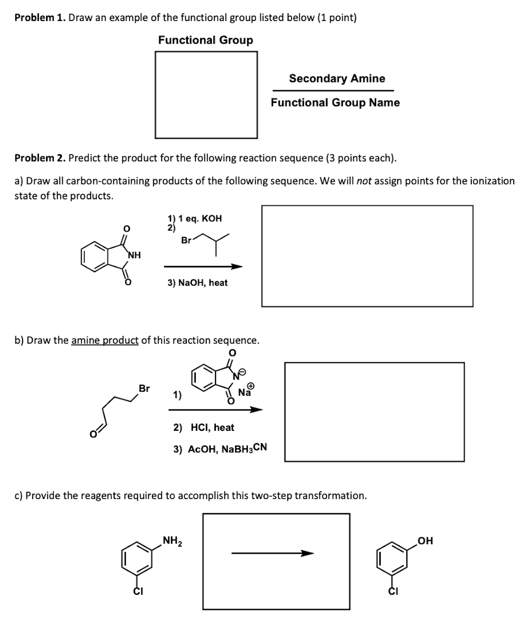 Problem 1. ﻿Draw an example of the functional group | Chegg.com