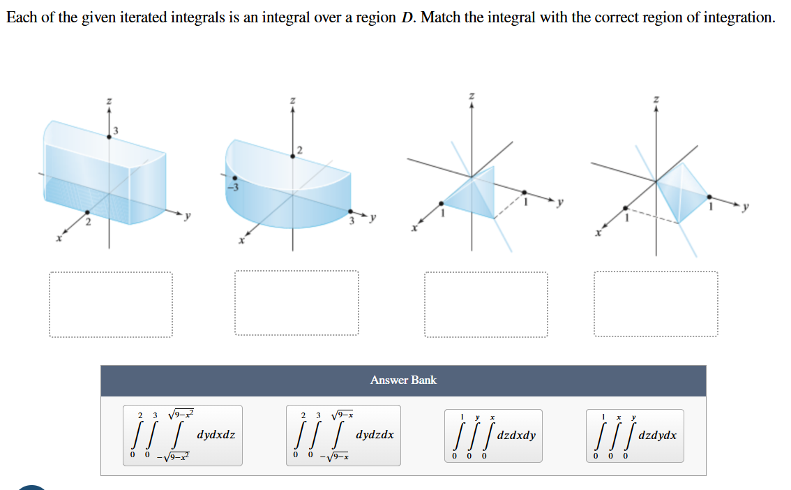 Each of ﻿the given iterated integrals is an ﻿integral | Chegg.com