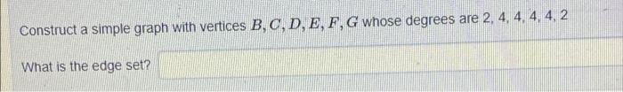 Solved Construct a simple graph with vertices B, C, D, E, F, | Chegg.com