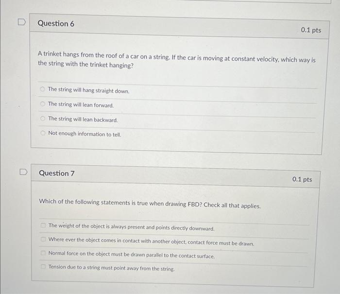 Solved A trinket hangs from the roof of a car on a string. | Chegg.com