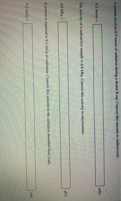 Solved A person receives 0.5 mrem of radiation during a | Chegg.com