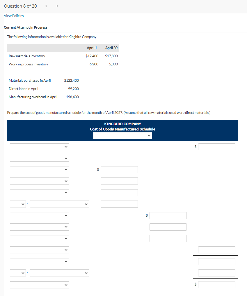 Solved View Policies Current Attempt in Progress The | Chegg.com