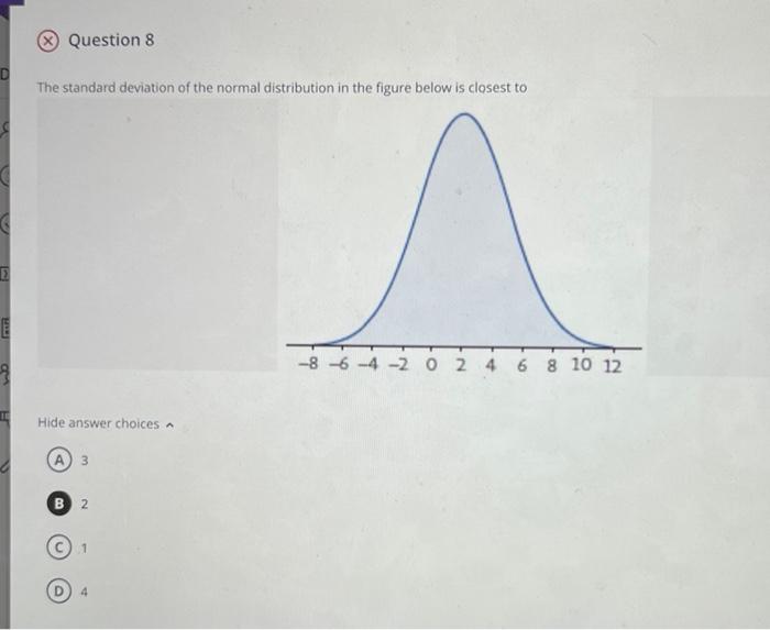 Solved The standard deviation of the normal distribution in | Chegg.com