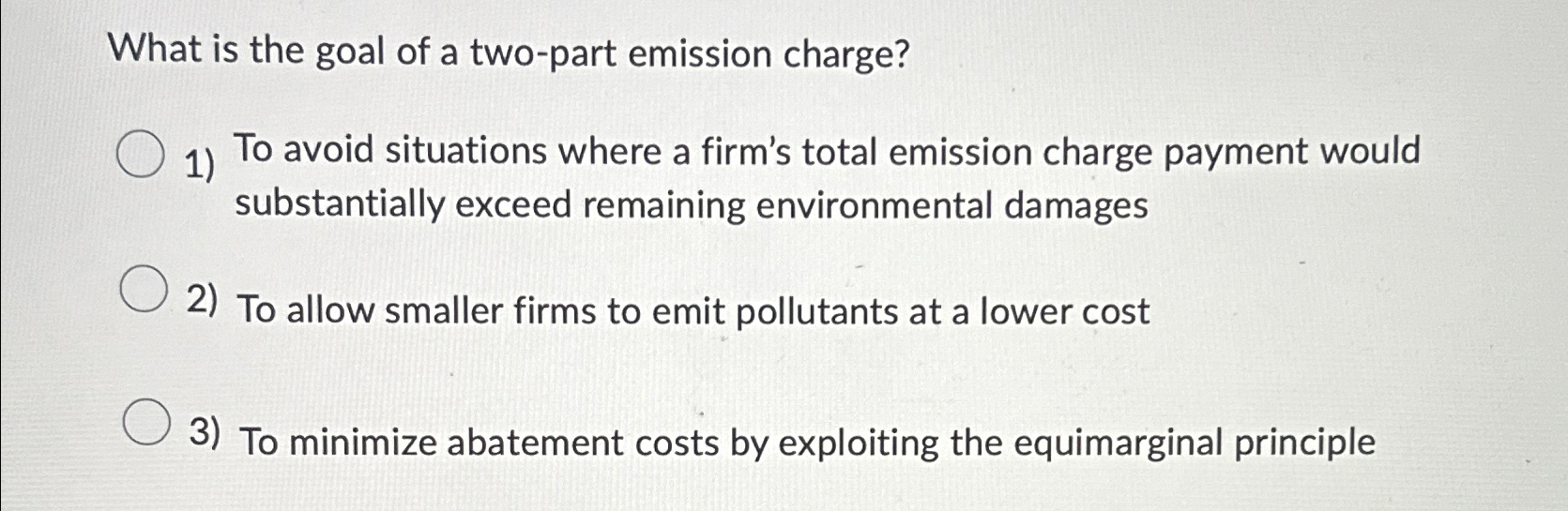 Solved What is the goal of a two-part emission charge?To | Chegg.com