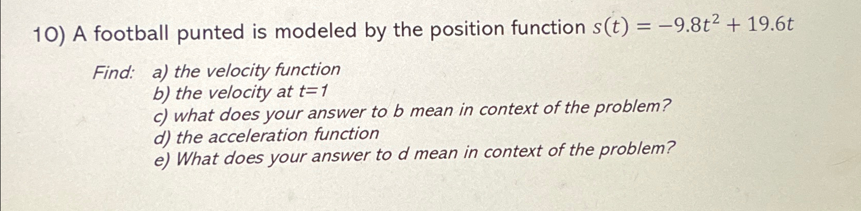 Solved A football punted is modeled by the position function | Chegg.com