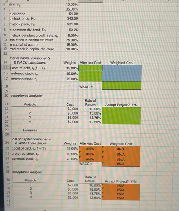 Solved Excel Online Structured Activity: WACC and optimal | Chegg.com