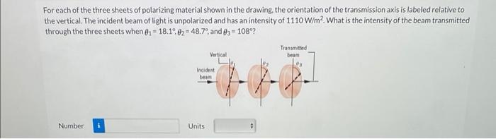 Solved For each of the three sheets of polarizing material | Chegg.com
