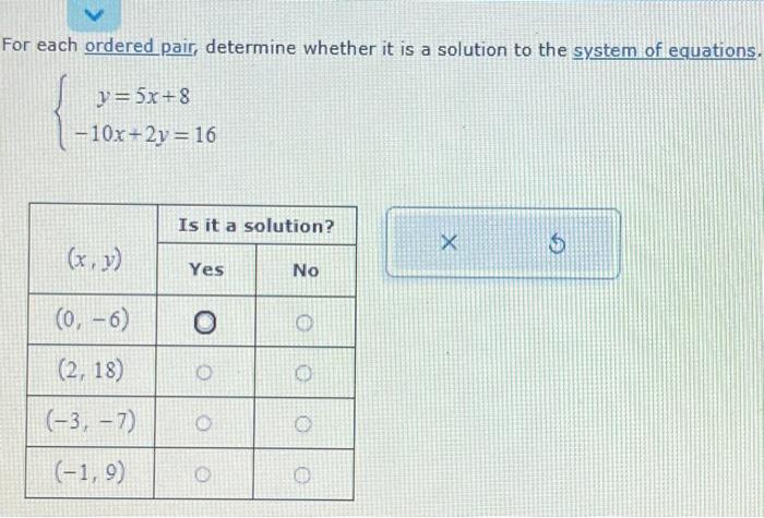 Solved For each ordered pair, determine whether it is a | Chegg.com