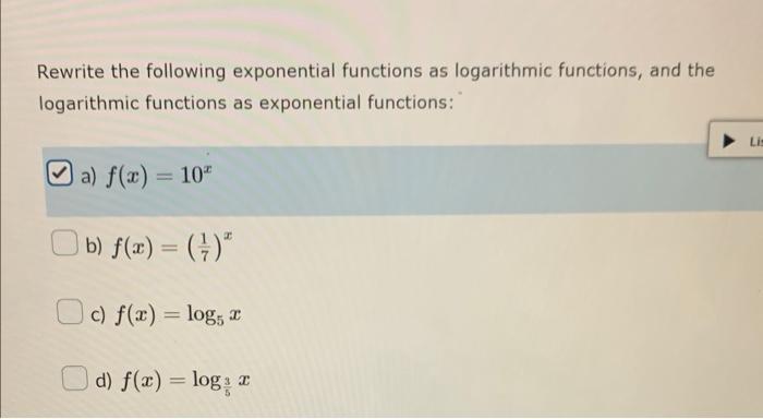 Solved Rewrite the following exponential functions as | Chegg.com