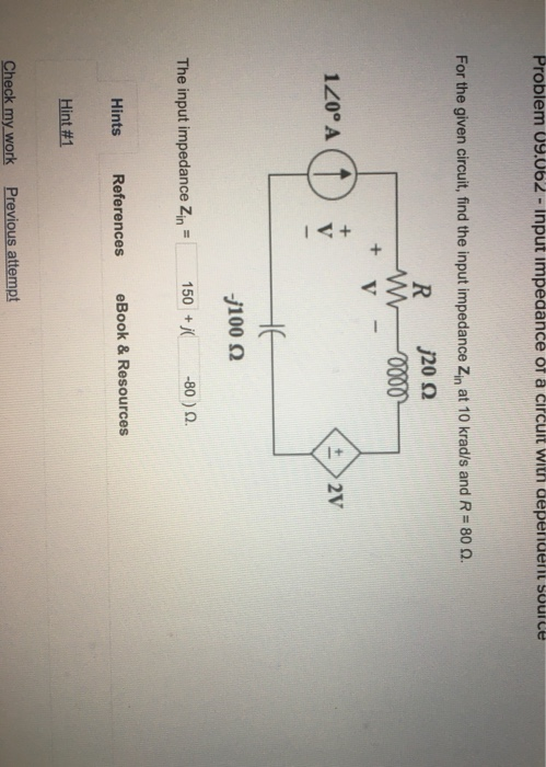 Solved Problem 09.062 - Input Impedance of a circuit with | Chegg.com