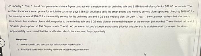 Solved On January 1, Year 1, Loud Company enters into a | Chegg.com